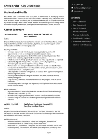 Care Coordinator Cv Example Guide [get Noticed]