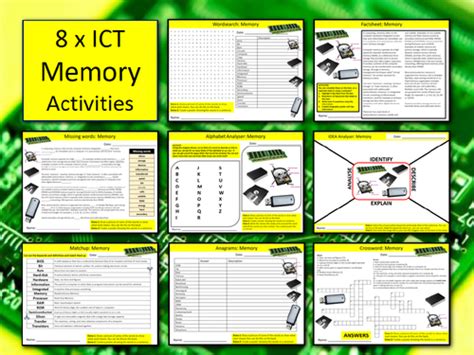 8 X Computer Memory Activities Ict Computing Keywords Ks3 Gcse