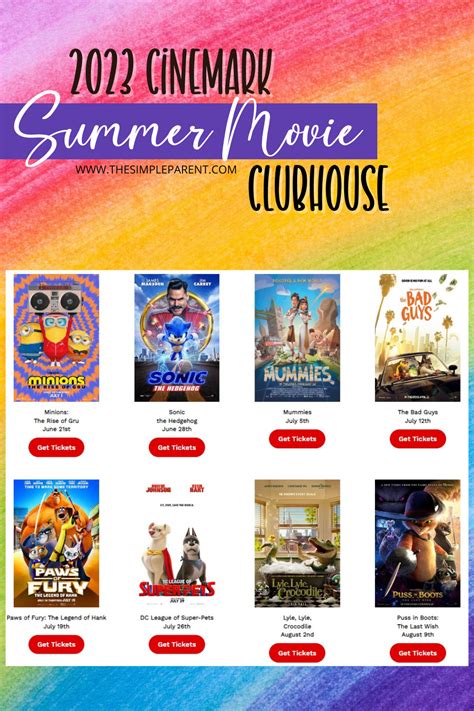 Cinemark Summer Movie Clubhouse Schedule 2023 Updated