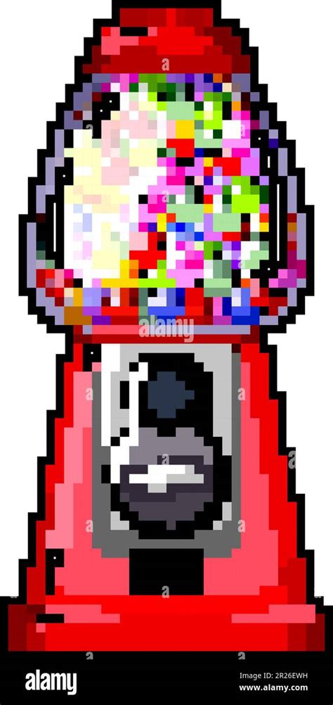 Coin Bubblegum Machine Game Pixel Art Vector Illustration Stock Vector