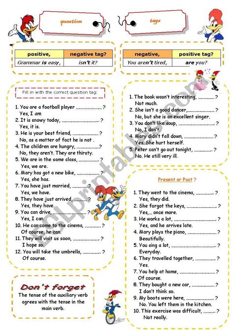 Question Tags Exercises ESL Worksheet By Nani Pappi