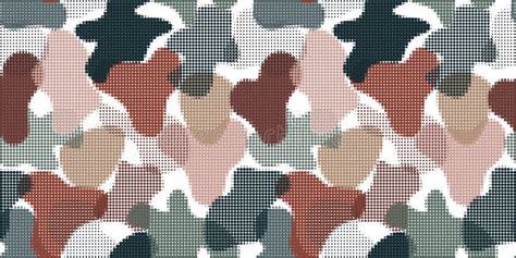 Abstract Geometric Seamless Pattern With Earth Tones And Halftone Texture Stock Vector