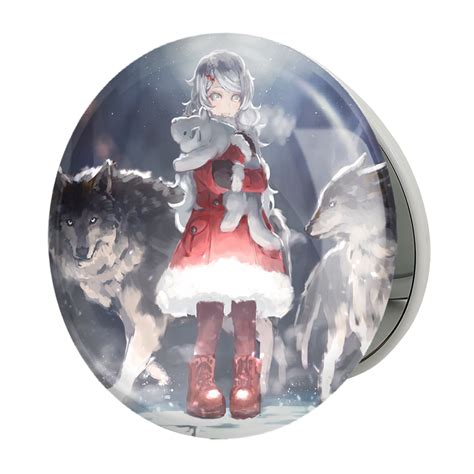 آینه جیبی خندالو طرح دختر انیمه ای مدل تاشو کد 18097