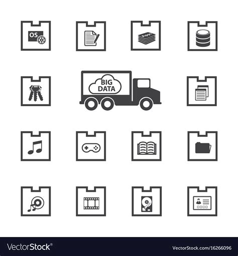 Big Data Icons Set Royalty Free Vector Image Vectorstock