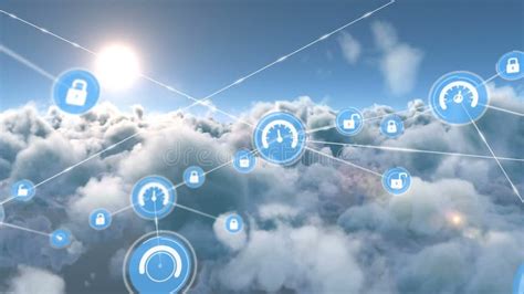 Animation Of Networks Of Connections With Icons Over Sky Stock Footage Video Of Network