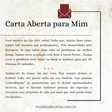 Carta Aberta Para Mim Uma Mensagem De Esperan A No Futuro