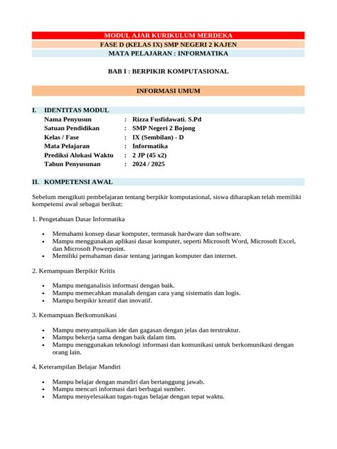 Modul Informatika 9 Bab 1 Pdf