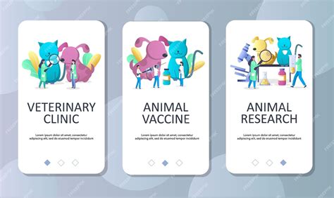 Premium Vector Veterinary Clinic Mobile App Onboarding Screens Vector Template