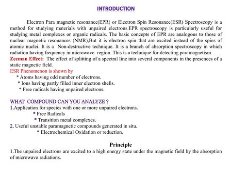 Electron Paramagnetic Resonanceepr Spectroscopy Pptx