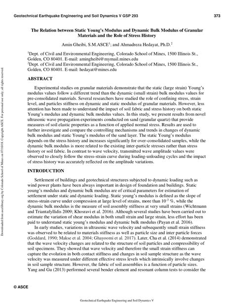 Pdf The Relation Between Static Youngs Modulus And Dynamic Bulk Modulus Of Granular Materials