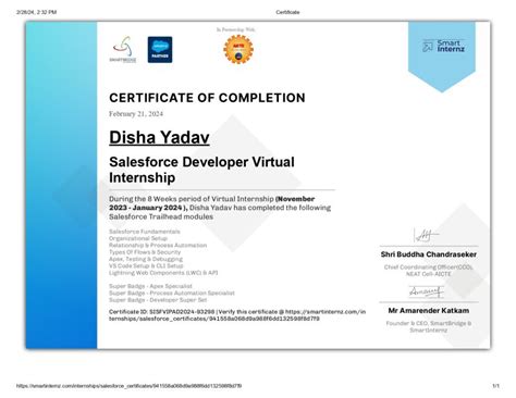 Disha Yadav On Linkedin Smartinternz Salesforce Skilledonsalesforce