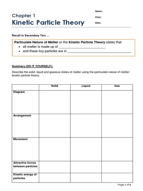 Kinetic Particle Theory Notes Sci Chem Pdf Melting Point