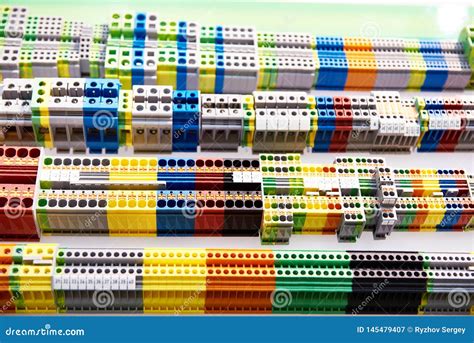 Din Rail Terminal Block For Electrical Connector Stock Image Image Of Automatic Background