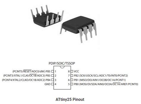 Attiny25 8 Bit Microcontroller Dip8 Attiny25 Circuit And Programming