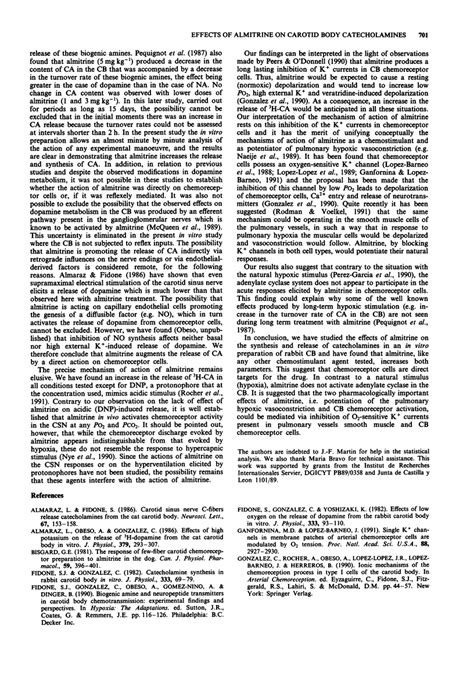 Effects Of Almitrine On The Release Of Catecholamines From The Rabbit Carotid Body In Vitro Pmc