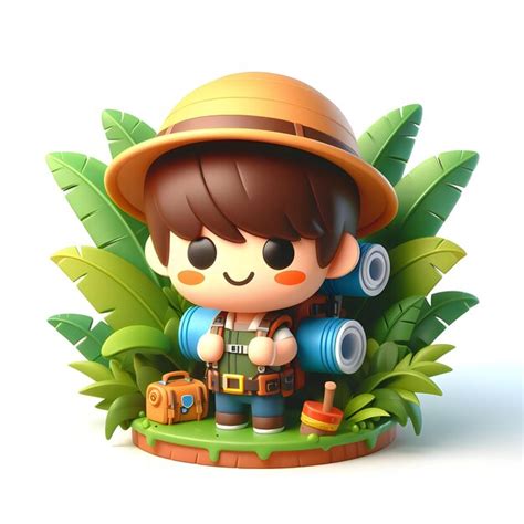 Premium Photo 3d Flat Cute Chibi Icon For Backpacker In The Amazon