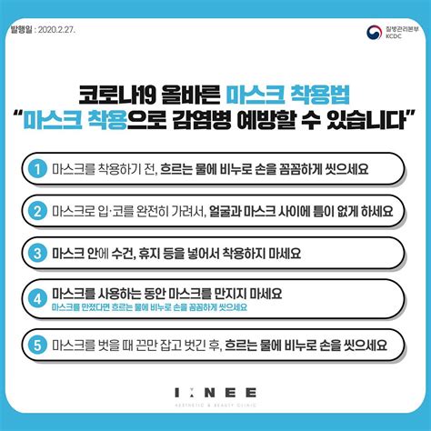 아이니클리닉 마스크 이렇게 착용하세요 코로나19 감염 예방을 위한 올바른 마스크 착용법