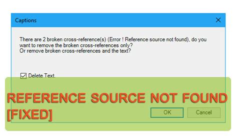 Fixing Error Reference Source Not Found In Microsoft Word