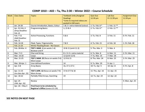 Comp1010 A02 Winter 2022 Schedule Comp 1010 A0 2 Tu Thu 230
