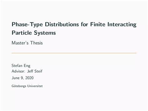 Phase Type Distributions For Finite Interacting Particle Systems Ppt