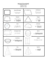 Geometry Cheat Sheet Download Printable PDF Templateroller