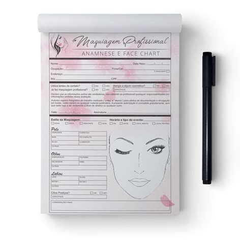 Bloco Ficha De Anamnese E Face Chart Maquiagem Em Promoção Na Americanas