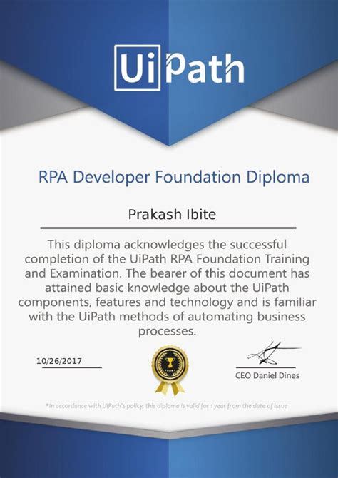 Prakash Ibite On Linkedin Uipath Rpa Developer Foundation Certified