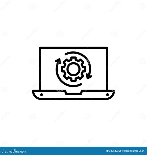 Data Processing Icon Set Laptop Data Process Technology Vector Symbol