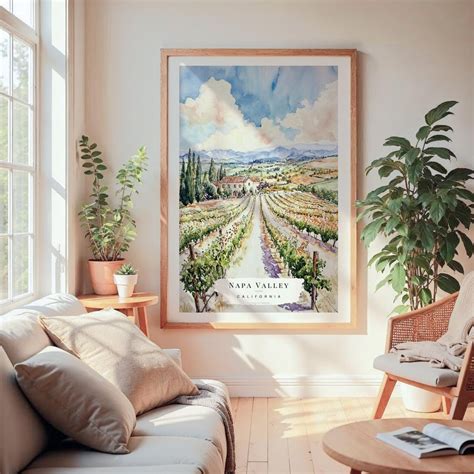 Napa Valley Vineyard Watercolor Art Print California Wall Art Usa