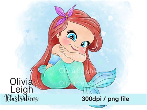 Princesa Beb Ariel La Sirenita Lindo Clipart Png Archivos Descarga Digital Imprimible Etsy M Xico