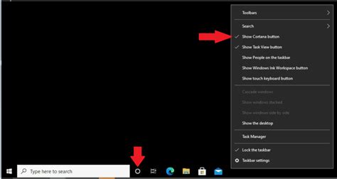 How To Hide Or Show Cortana Button On Taskbar In Windows 10 Device