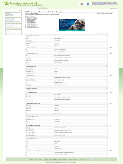 55 Shortcuts For Musescore Windows Pdf Keyboard Shortcut Ibm Pc Compatibles