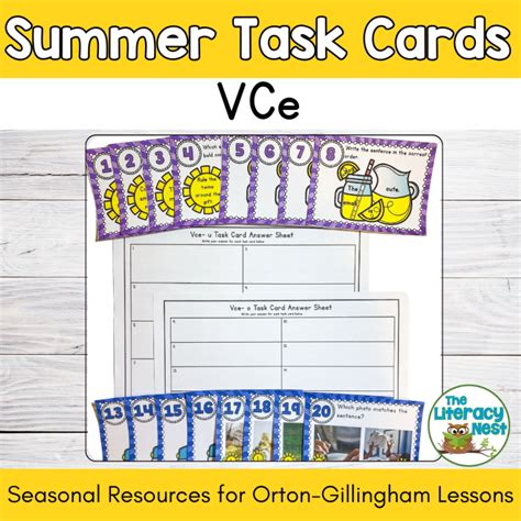 Summer Phonics Activities Tasks Cards For Vce Review The Literacy Nest