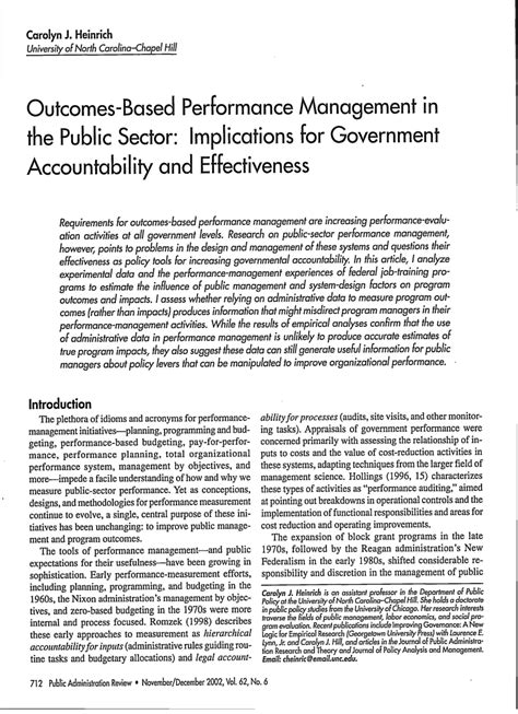 Pdf Outcomes Based Performance Management In The Public Sector Implications For Government