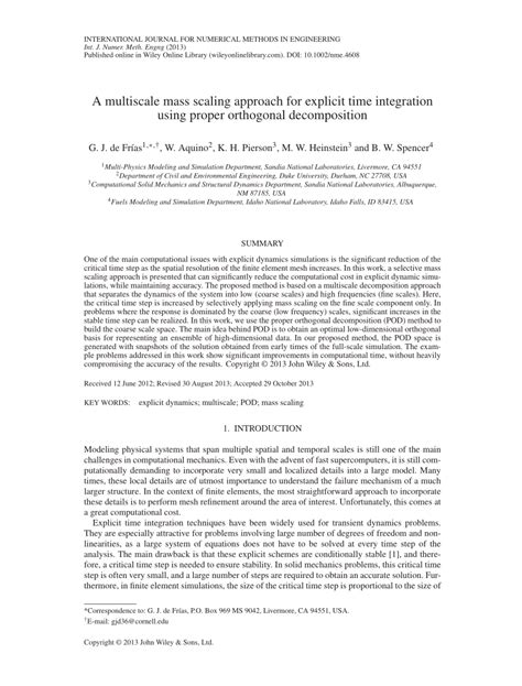 Pdf A Multiscale Mass Scaling Approach For Explicit Time Integration