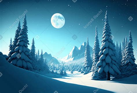 3d Fantasy Winter Forest Background Png Svg