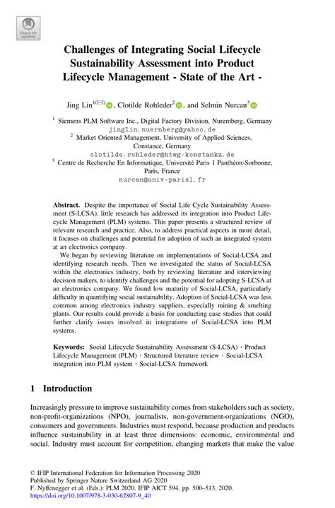 PDF Challenges Of Integrating Social Lifecycle Sustainability