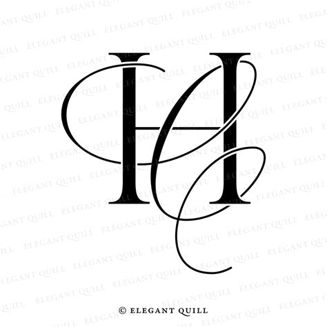 Wedding Logo Monogram Ch Initials Elegant Quill