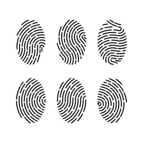 set of vector illustrations of security fingerprint authentication finger identity technology