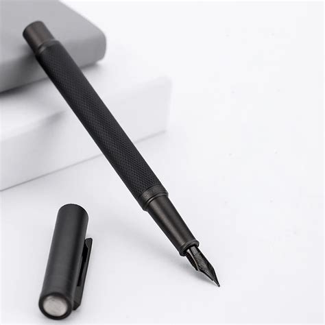 Hongdian 1850 잉크 풀 메탈 클립 만년필 스테인리스 스틸 블랙 화이트 클래식 만년필 F 펜촉 학교 사무용품 Aliexpress