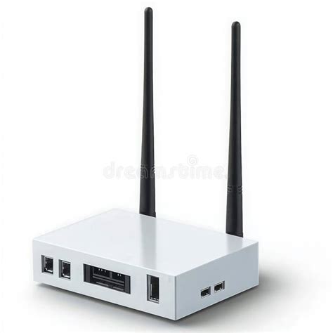 Wireless Router Transmitting Data With Two Antennas On White Background Stock Illustration