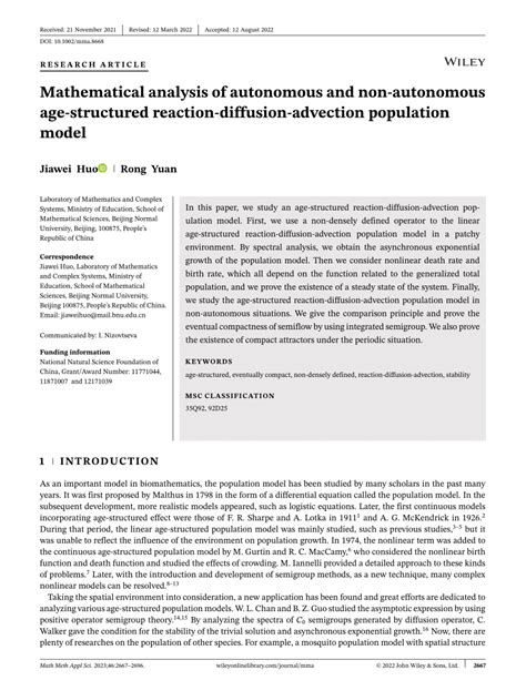 mathematical analysis of autonomous and non‐autonomous age‐structured