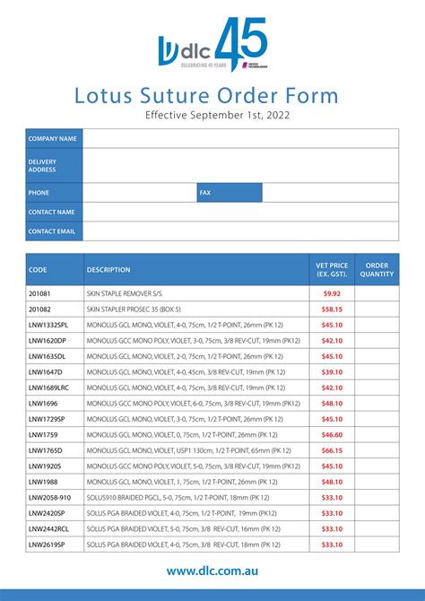 Dlc Vet Pty Ltd Lotus Suture Order Form Page 1 Created With