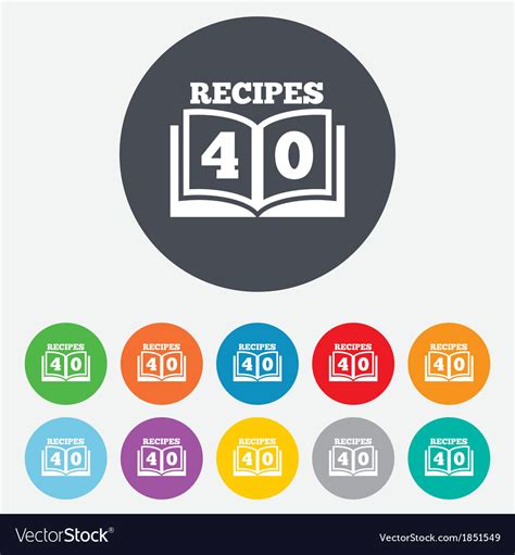 Cookbook Sign Icon 40 Recipes Book Symbol Vector Image