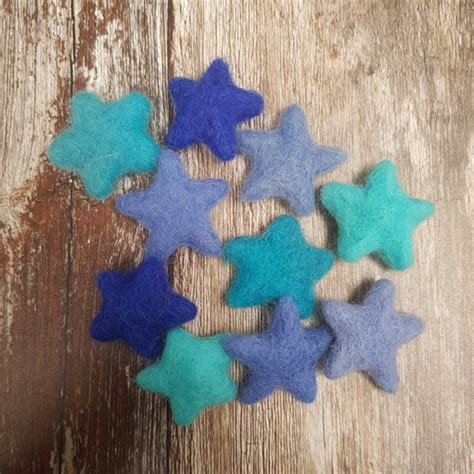 Felt Star Packs Blues 10x Stars Paper And String