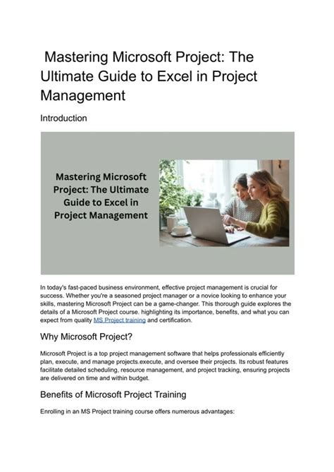 Ppt Mastering Microsoft Project The Ultimate Guide To Excel In Project Management Powerpoint