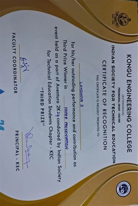 Lakshnya Sayee On Linkedin 🎊im Excited To Share That I Won Third Prize🥉 In The Paper