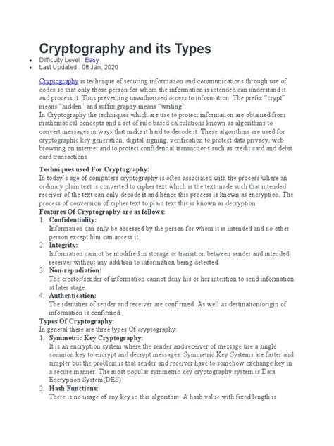 Cryptography And Its Types Download Free Pdf Key Cryptography Cryptography