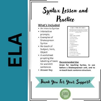 Syntax Lesson And Practice By Ms Grady S Classroom Resources TPT