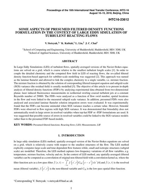 Pdf Some Aspects Of Presumed Filtered Density Functions Formulation In The Context Of Large
